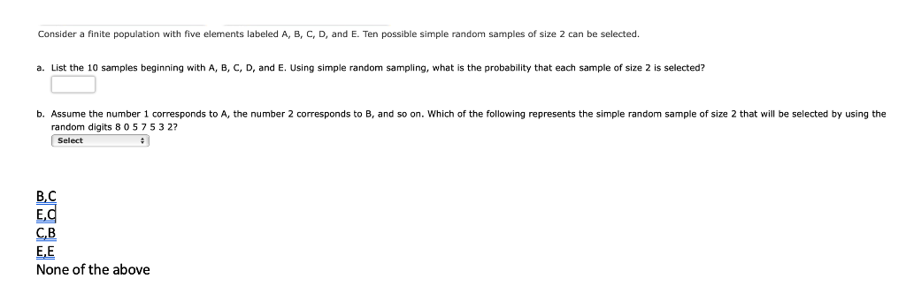 Solved Consider a finite population with five elements | Chegg.com