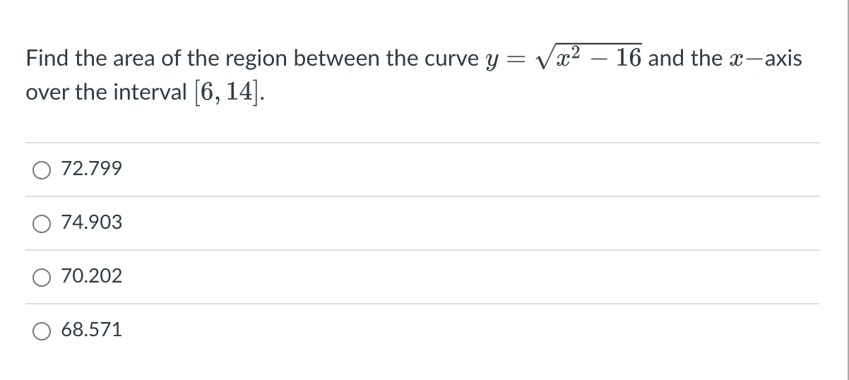 Solved Find the area of the region between the curve y=x2−16 | Chegg.com