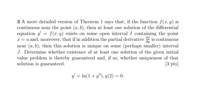 Solved 3 A more detailed version of Theorem 1 says that, if | Chegg.com