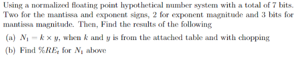 Using a normalized floating point hypothetical number | Chegg.com
