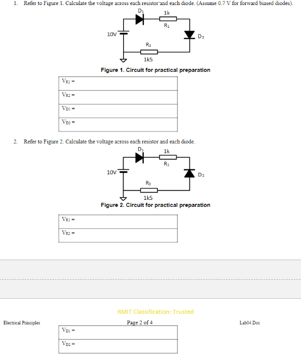 Solved Figure 1. Circuit for practical preparation 2. Refer | Chegg.com