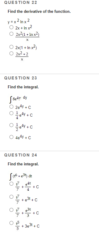 Solved QUESTION 22 Find the derivative of the function. y = | Chegg.com