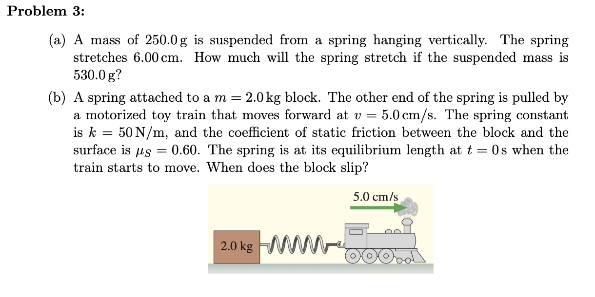 Solved (a) A mass of 250.0 g is suspended from a spring | Chegg.com