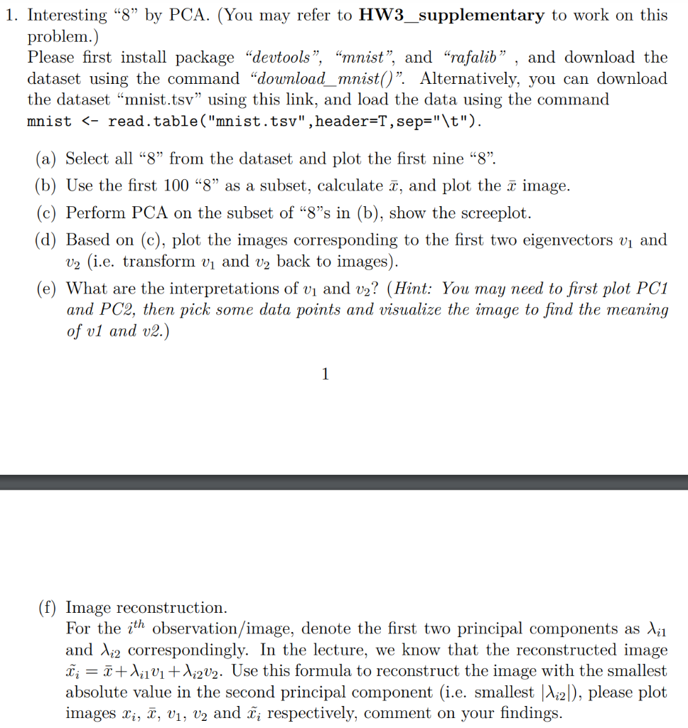 Solved 1. Interesting " 8 " by PCA. (You may refer to | Chegg.com