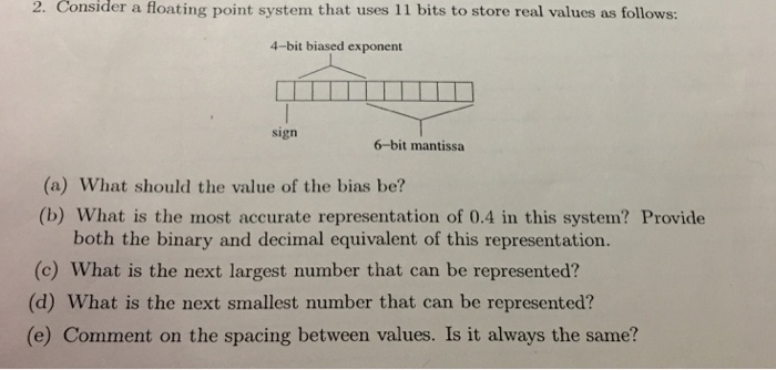 Solved 2. Consider a floating point system that uses 11 bits | Chegg.com