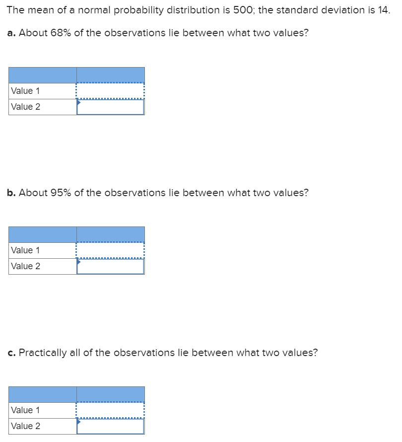 Solved The mean of a normal probability distribution is 500; | Chegg.com