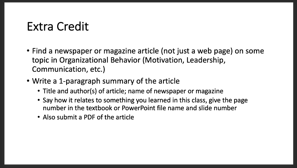Solved Extra Credit • Find a newspaper or magazine article | Chegg.com