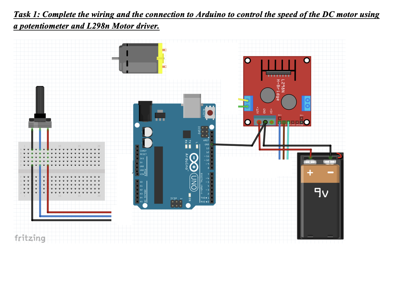 Solved Task 1: Complete the wiring and the connection to | Chegg.com