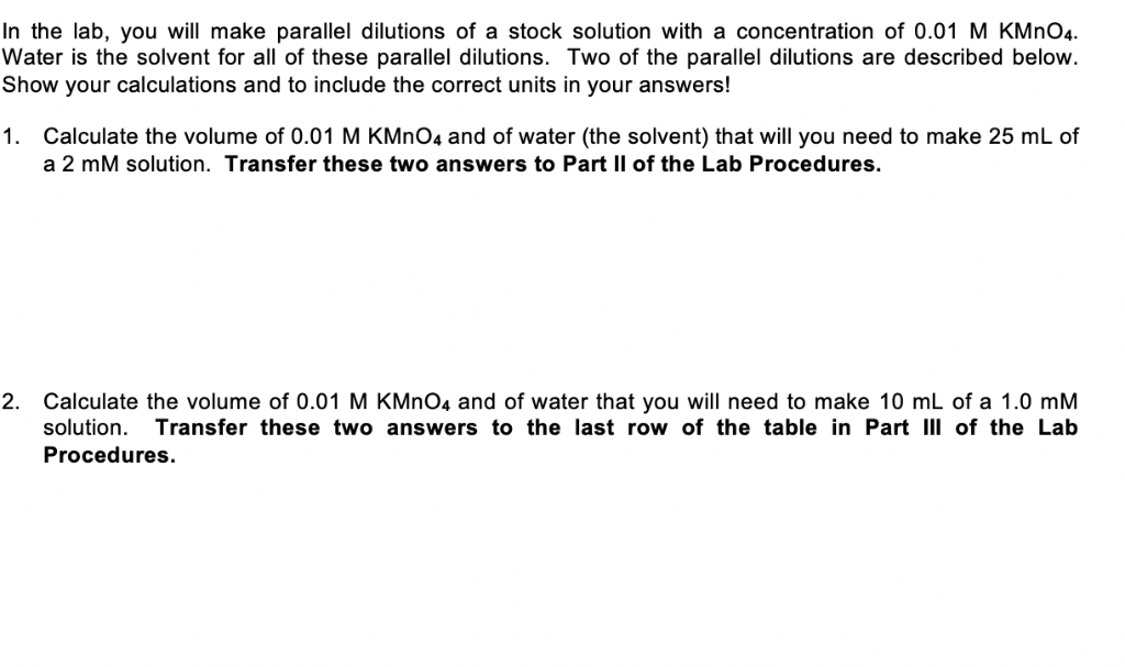 Solved In the lab, you will make parallel dilutions of a | Chegg.com