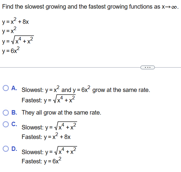 Solved Find the slowest growing and the fastest growing | Chegg.com