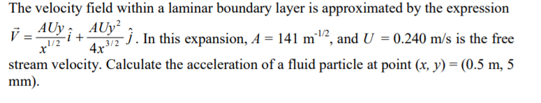 Solved The velocity field within a laminar boundary layer is | Chegg.com