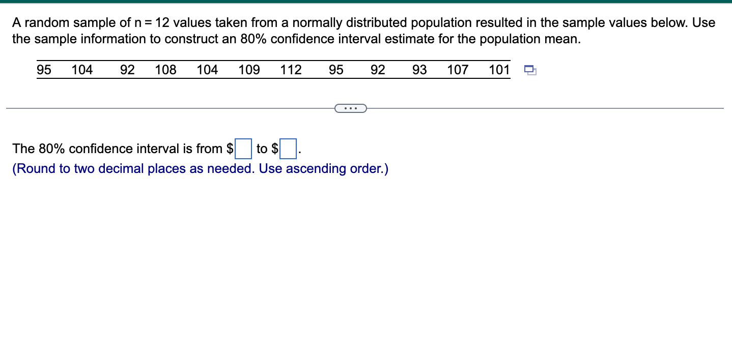 Solved Determine the \95 confidence interval estimate for | Chegg.com