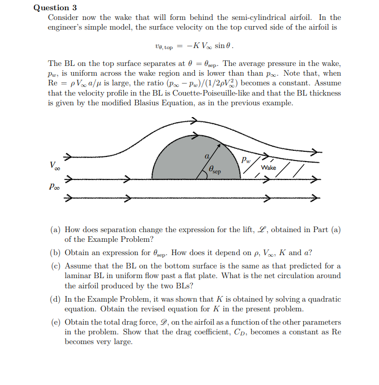 Solved Question 3 Consider now the wake that will form | Chegg.com