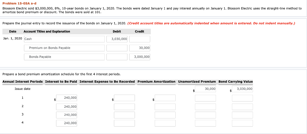 Solved Problem 15-05A a-d Blossom Electric sold $3,000,000, | Chegg.com