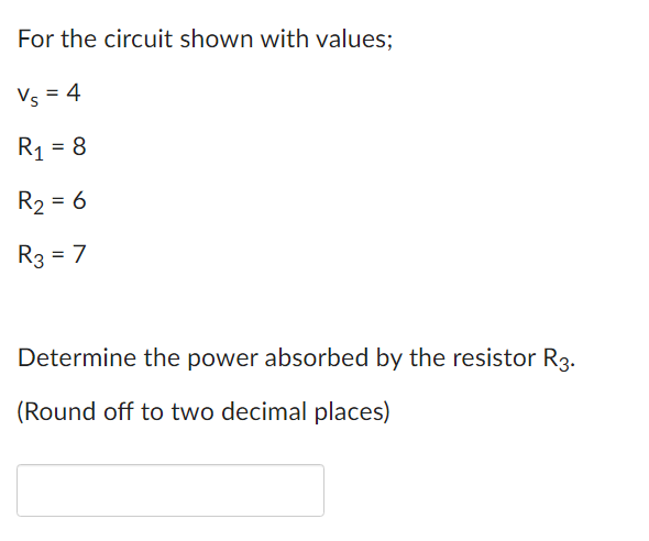 Solved R1 R2 M A M R3 + Vs For the circuit shown with | Chegg.com