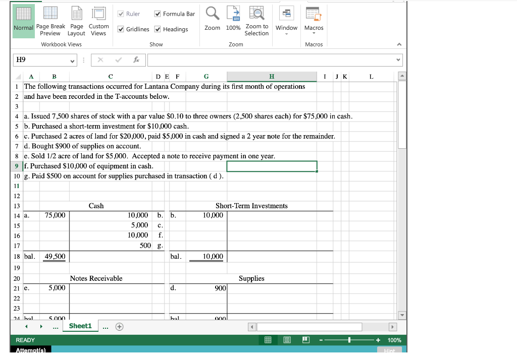 Solved Preparing a Classified Balance Sheet using Excel's | Chegg.com
