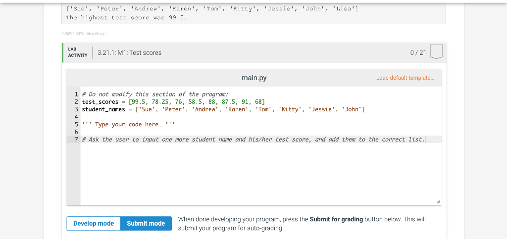 Solved 3.21 M1: Test scores (Total: 21 points) The | Chegg.com