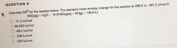 Solved Calculate DG^0 for the reaction below. The standard | Chegg.com