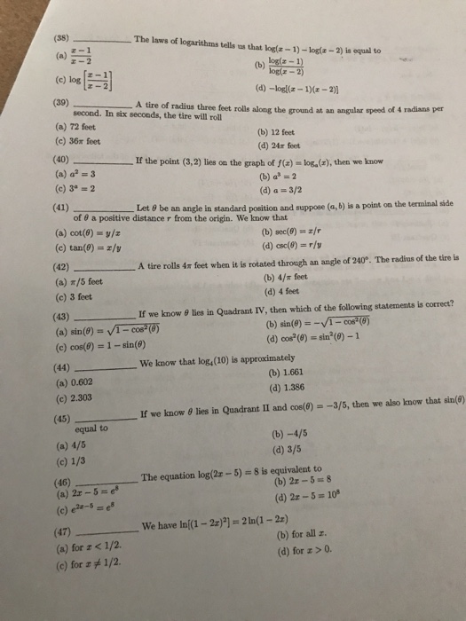Solved (38) . The laws of logarithms tells us that | Chegg.com