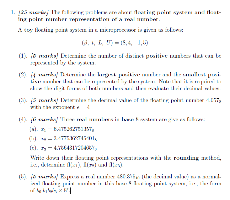 Solved 1. [25 marks) The following problems are about | Chegg.com