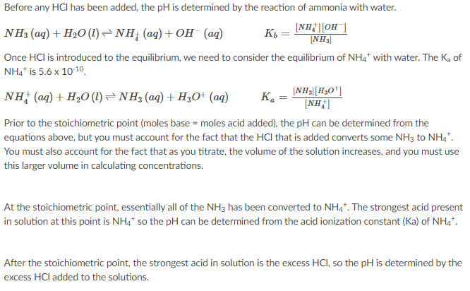 Before any HCl has been added, the pH is determined | Chegg.com