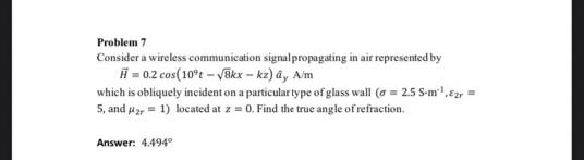 Solved Problem 7 Consider a wireless communication | Chegg.com