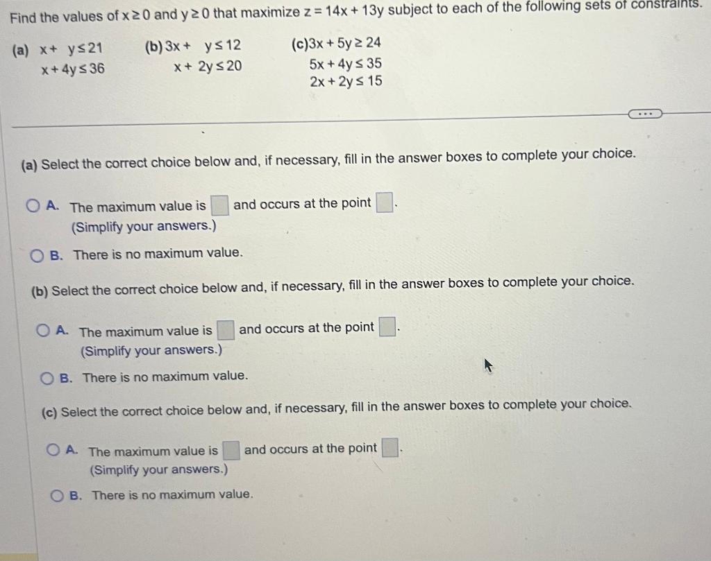 Solved Find the values of x≥0 and y≥0 that maximize | Chegg.com