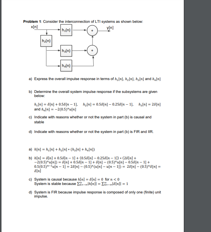 Solved Problem 1: Consider the interconnection of LTI | Chegg.com