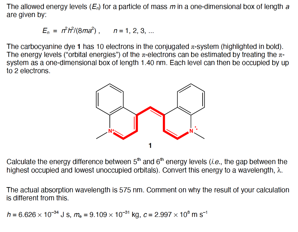 Solved The allowed energy levels (En) for a particle of mass | Chegg.com