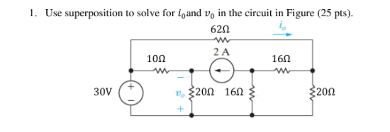 Solved Use superposition to solve for i0 and v0 in the | Chegg.com