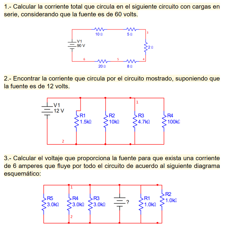 Solved 1.- Calcular la corriente total que circula en el | Chegg.com