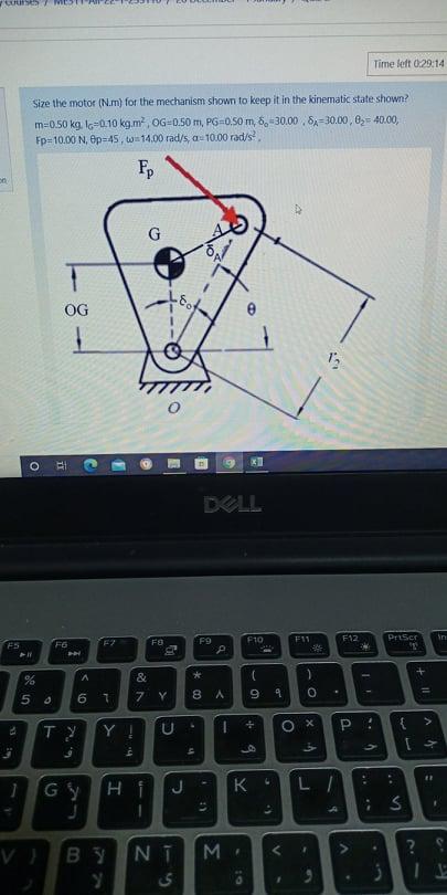 Solved UUS Time left 0:29:14 Size the motor (N.m) for the | Chegg.com