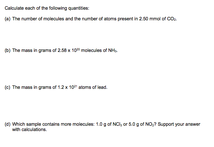 Solved Calculate each of the following quantities: (a) The | Chegg.com