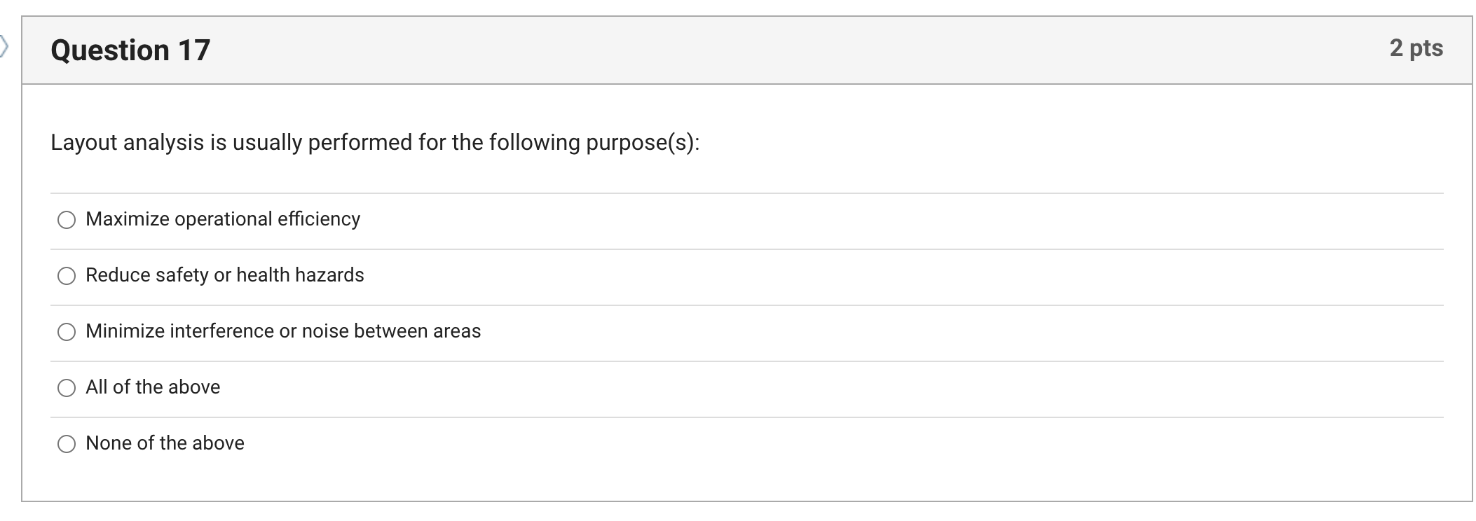 Solved Question 17Layout analysis is usually performed for | Chegg.com