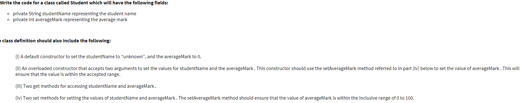 Solved Write the code for a class called Student which will | Chegg.com
