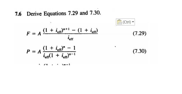 Solved 7.6 Derive Equations 7.29 and 7.30. (Ctrl) F=A (1 + | Chegg.com