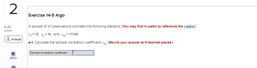 Solved 2 Exercise 14-5 Algo 6.25 points A sample of 10 | Chegg.com