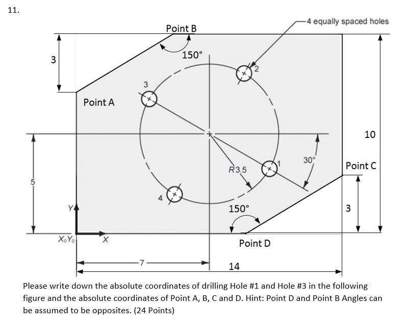 Solved figure and the absolute coordinates of Point A, B, C | Chegg.com