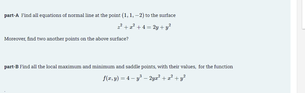 Solved part-A Find all equations of normal line at the point | Chegg.com