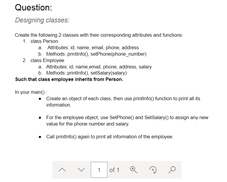 Solved Designing classes: Create the following 2 classes | Chegg.com