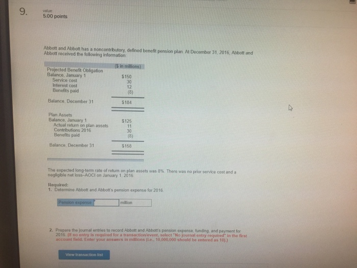 Solved value 5.00 points Abbolt and Abbot has a | Chegg.com