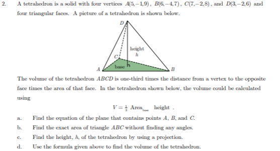 Solved A tetrahedron is a solid with four vertices | Chegg.com