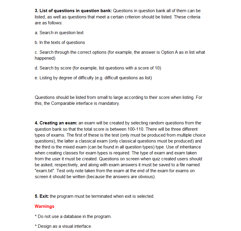 Solved Java Programming Project You need to make an exam | Chegg.com