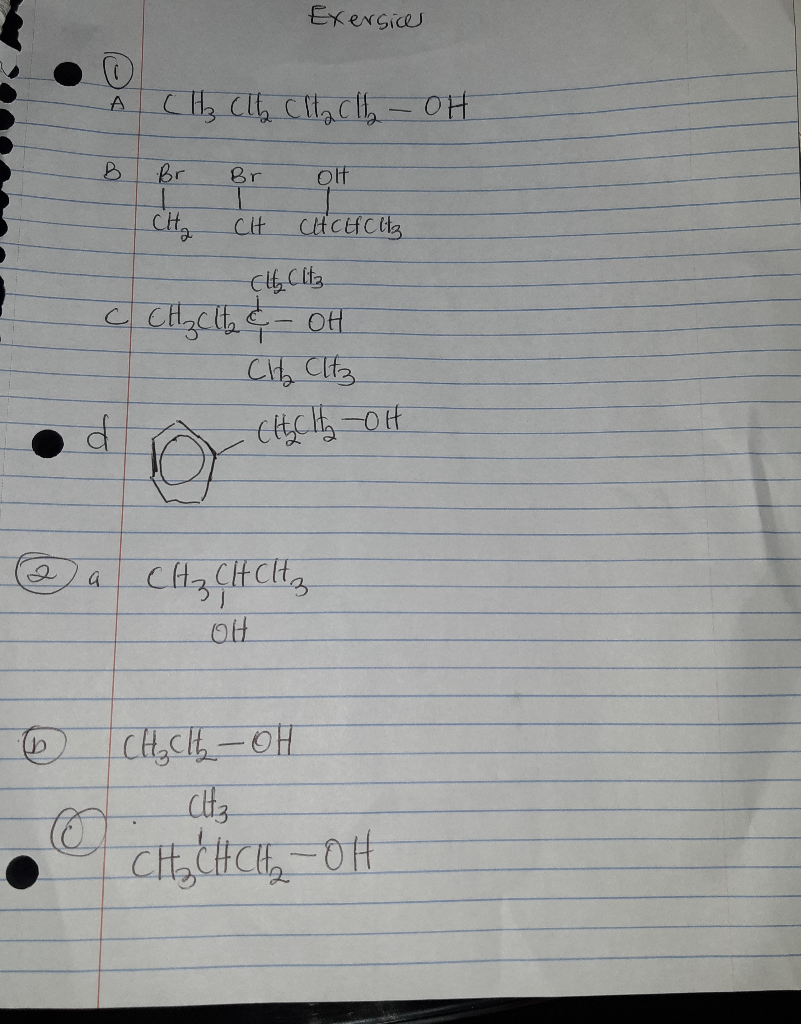 Solved Exersies A CH₃ Ch Cach - OH Br Br olt CH CH₂ CHCH | Chegg.com