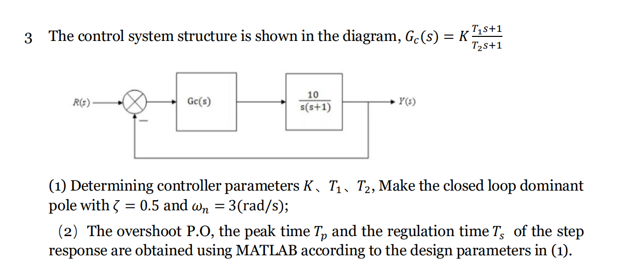 Solved The control system structure is shown in the diagram, | Chegg.com