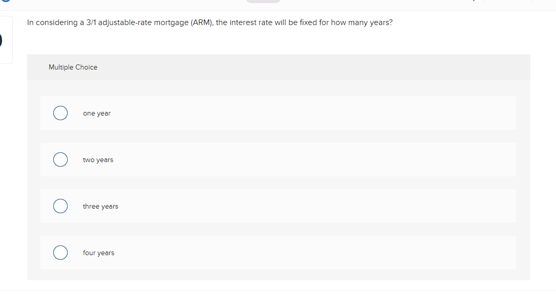 Solved In considering a 3/1 adjustable-rate mortgage (ARM), | Chegg.com