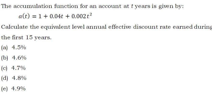 Solved The accumulation function for an account at t years | Chegg.com