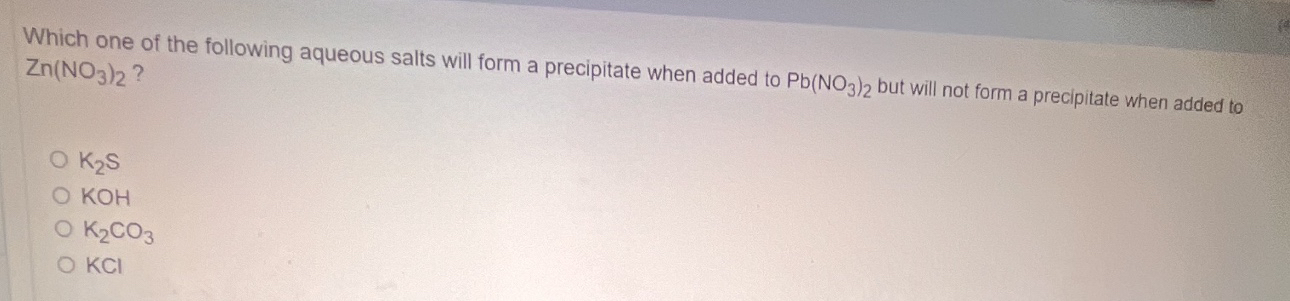 Solved Which one of the following aqueous salts will form a | Chegg.com