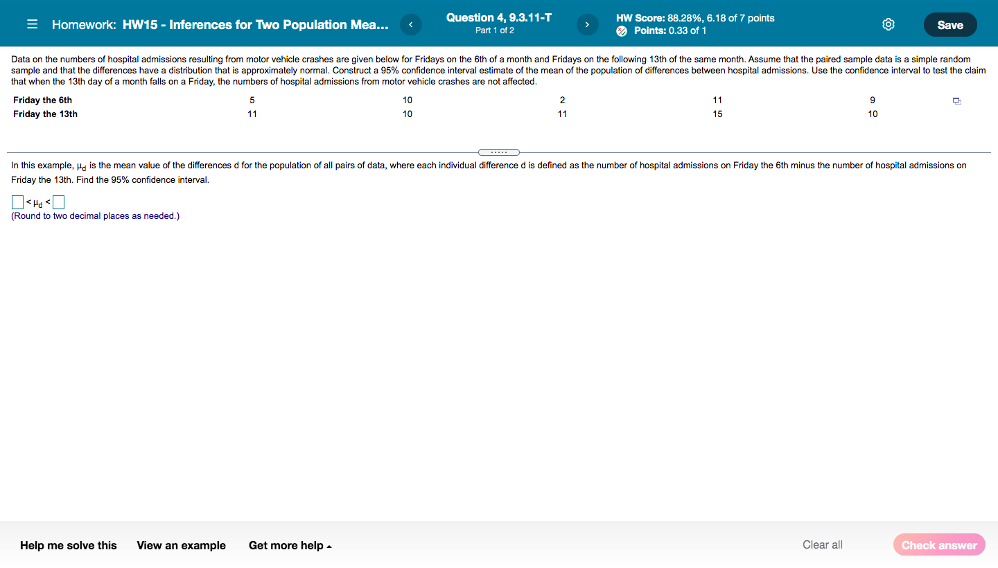 Solved = Homework: HW15 - Inferences for Two Population | Chegg.com