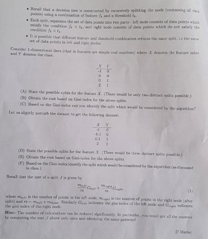Solved In this problem, the aim is to construct a decision | Chegg.com